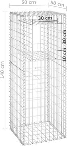 Gabionový sloupek 50 x 50 x 140 cm železo 151270