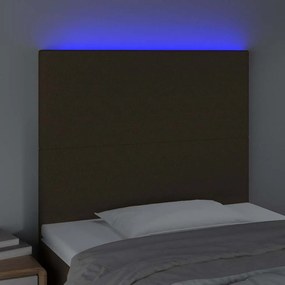 Čelo postele s LED tmavě hnědé 90x5x118/128 cm textil 3122129