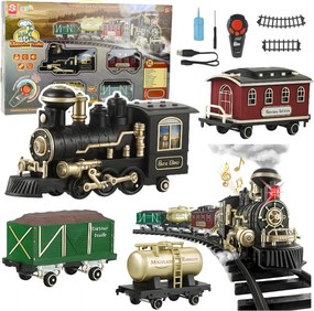 LEAN Toys Elektrický vláček RC klasický se světly, zvuky a kouřem 206 cm 24 ks