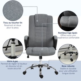 Vinsetto HOMCOM Manažerská ergonomická kancelářská židle s látkovým potahem, výškově nastavitelná, tmavě šedá