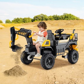 Costway 24 V Elektrické dětské šlapací rypadlo s 4 WD a dálkovým ovládáním