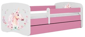Kocot Kids Dětská postel KŮŇ růžová Velikost postele: 140x70, Matrace: Bez matrace, Šuplík: Se šuplíkem