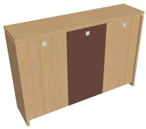Střední šatní skříň Verno 188 x 46 x 130 cm, kombinované dveře, dub světlý / hnědá