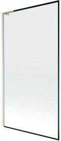 Mexen Next L, 1-křídlová vanová zástěna 100 x 150 cm, 6mm čiré sklo-černý vzor, ​​6mm čiré sklo, profil broušená ocel, 895-100-000-03-70-97