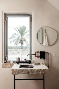 ferm LIVING Designové nástěnné zrcadlo Pond Brass - small, měděná barva, čirá barva, sklo, kov