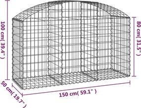 Klenutý gabionový koš 150 x 50 x 80/100 cm pozinkované železo 153454