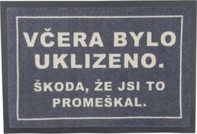 Rohožka Včera bolo upratané (škoda že si to premeškal) 40x60 cm – na von aj na doma, 40x60, šedá, GDmats