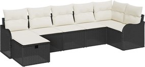 Set pohovek 7 ks Černá a krémová polyratan 3358996