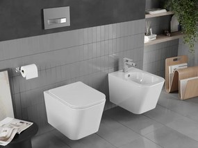 Mexen Teo závěsná wc mísa Rimless s tenkým toaletním sedátkem Slim z duroplastu, bílá - 30850600