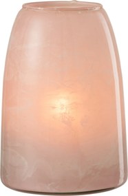 Růžový mramorovaný skleněný svícen - Ø 15 * 22 cm