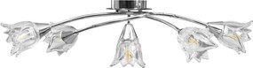 Stropní lampa průhledná skleněná stínidla 5 žárovek E14 tulipán 289236