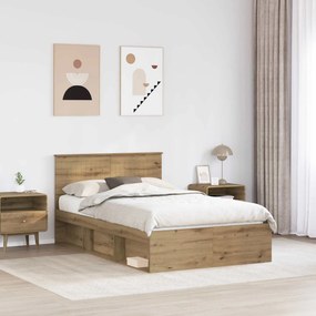 Rám postele Umělecký dub 120 x 200 cm Masivní borové dřevo 3410626