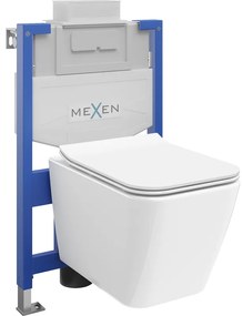 Mexen WC podomítkový set Felix XS-U stojan s WC mísou Cube i deską wolnoopdającą, Bílá - 68530924000