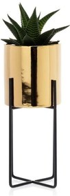 HowHomely | Keramický květináč FLORRI 23,6x10,4 cm černá/zlatá | DD0272