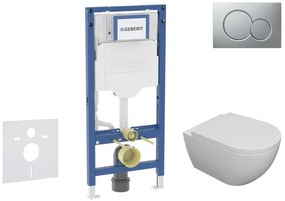 Geberit Duofix - Set předstěnové instalace, klozetu Oudee a sedátka softclose, tlačítko Sigma01, lakovaný matný chrom SANI11CA1103B