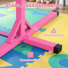 HOMCOM Gymnastická tyč pro děti, výškově nastavitelná hrazda, hrazda pro vnitřní i venkovní použití z dřeva & stabilní ocelová konstrukce do 75 kg, p…