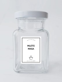 Samolepka na kořenky MLETÁ MASA bílá 3 × 4 cm tučné písmo