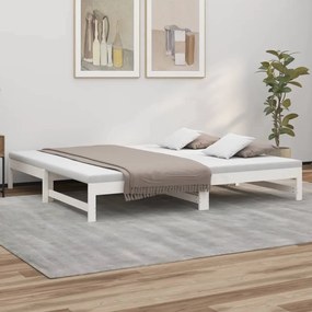 Výsuvná postel bílá 2x (100 x 200) cm masivní borovice
