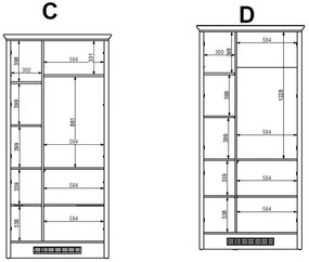 Kuchyňská skříň pro vestavnou lednici Jasmin, antracit/dub