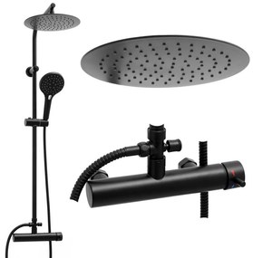 Erga Bergen, sprchová souprava s dešťovou hlavicí 25cm, černá matná, ERG-YKA-BP.BERGEN 25 BLK