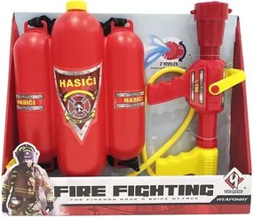 Hasičská sada s hasicím přístrojem a stříkací pistolí / Hasičská sada