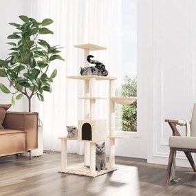 Škrabadlo pro kočky se sisalovými sloupky krémové 142 cm 171591