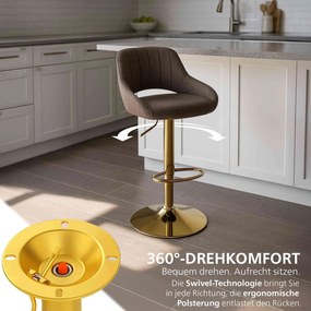 Sada 2 ks barových židlí Milet G látka - zlatá podnož -  hnědá