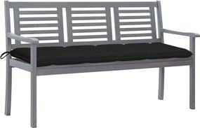vidaXL 3místná zahradní lavice s poduškou 150 cm eukalyptus [3061069] Barva: Černá