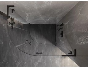 Mexen Lunar, L pravý půlkruhový sprchový kout 100 x 70 cm, 8mm čiré sklo, černý profil, 833L-100P-070L-70-00