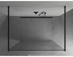 Mexen Kioto, průchozí sprchová zástěna 100 x 200 cm, 8mm sklo čiré/bílý vzor, 2x černá stabilizační rozpěra, 800-100-002-70-85