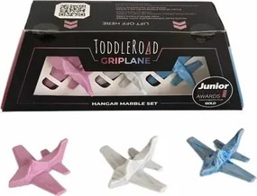 TODDLEROAD 2157 HANGÁR MARBLE - 3 ergonomická letadla s funkční krabic
