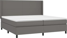 Box spring postel s matrací a LED šedá 200x200 cm umělá kůže 3139287
