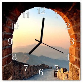 Nástenné skleněné hodiny Velká čínská zeď