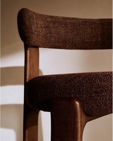 Hnědá/v tmavě přírodní barvě barová židle z jasanového dřeva (výška sedáku 75 cm) Granite – Kave Home
