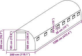 Náhradní plachta na skleník (36 m²) 3 x 12 x 2 m průhledná 316439