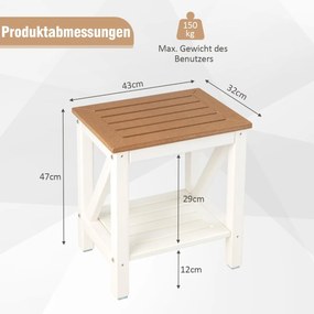 Costway Sprchová lavice, koupelnová s policí, pojme až 150 kg. Vodotěsná