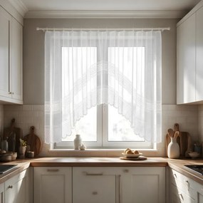 Hotová žakarová oblouková záclona bílá 160x300 Ervi 15695