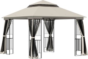 Zahradní altán Outsunny s dvojitou střechou a 4 bočními stěnami, kov + polyester, 2,99 x 2,99 x 2,74 m | Aosom