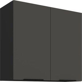 ARIA pe | horní skříňka 80 G-72 2F policová | 80 cm | ANTI FINGERPRINT povrch | černá/šedá grafit