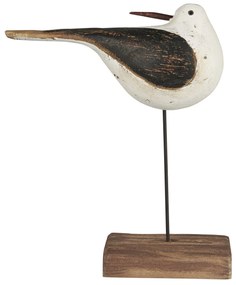IB LAURSEN Dřevěná dekorace Bird Nautico 21 cm, bílá barva, hnědá barva, přírodní barva, dřevo, kov