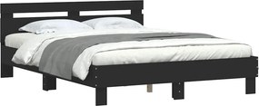 Rám postele s čelem černý 140 x 190 cm kompozitní dřevo 3207435