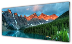 akrylový obraz Hora Les jezero Krajina 125x50 cm
