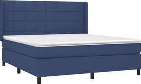Box spring postel s matrací a LED modrá 160x200 cm textil 3138331
