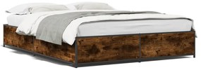 Rám postele kouřový dub 140 x 190 cm kompozitní dřevo a kov - Default Title