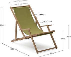 Zelené/v přírodní barvě dřevěné polohovací/skládací zahradní lehátko Vilara – Kave Home