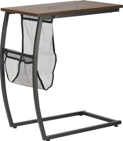 HOMCOM Postranní stolek pro pohovku a postel - Malý C-tvarovaný stolek se zásobní kapsou v industriálním stylu 53x35x64,5 cm Rustikální hnědá | Aosom