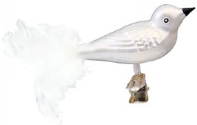 Skleněný ptáček bílý