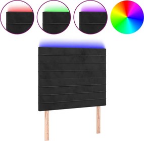 Čelo postele s LED černé 100x5x118/128 cm samet 3122608