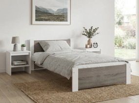 Postel IKAROS 80 x 200 cm, bílá/dub lanýž Matrace: Matrace Coco Maxi 20 cm, Rošt: Bez roštu