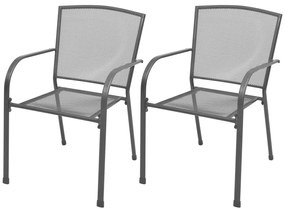 Stohovatelné zahradní židle 2 ks ocelové šedé - Default Title